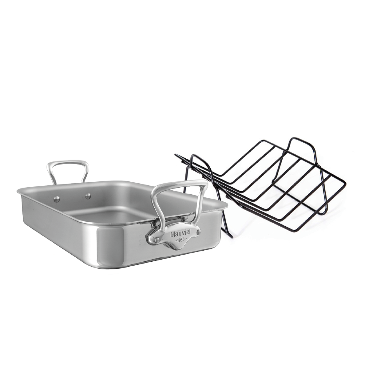 Mauviel Stainless Steel Roasting Pan With Rack, Cast Stainless Steel H ...