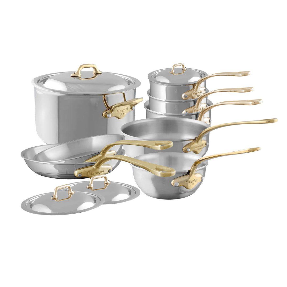 Mauviel M'COOK B 5-Ply 12-Piece Cookware Set With Brass Handles ...