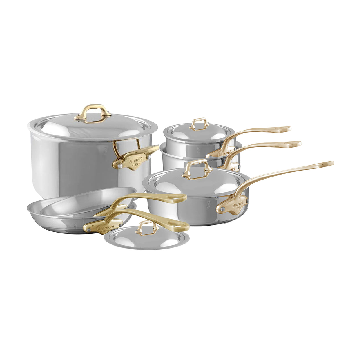 Mauviel M'COOK B 5-Ply 10-Piece Cookware Set With Brass Handles ...