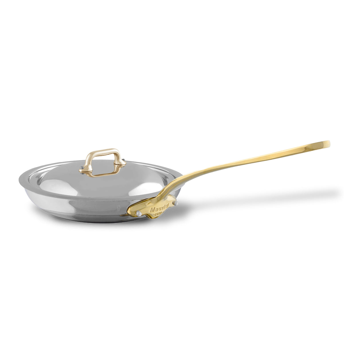 Mauviel M'COOK B Frying Pan With Curved Lid, Brass Handles, 9.4-In ...