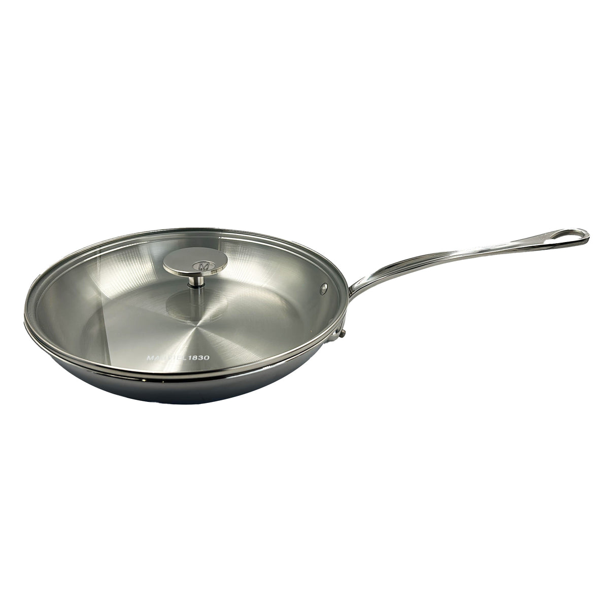 Mauviel M'URBAN 4 Tri-Ply Frying Pan With Glass Lid, Cast Stainless St ...