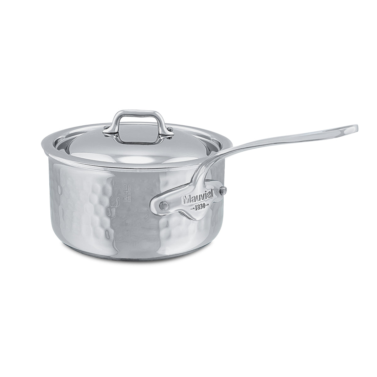 Mauviel M'ELITE Hammered 5-Ply Sauce Pan With Curved Lid, Cast Stainle ...