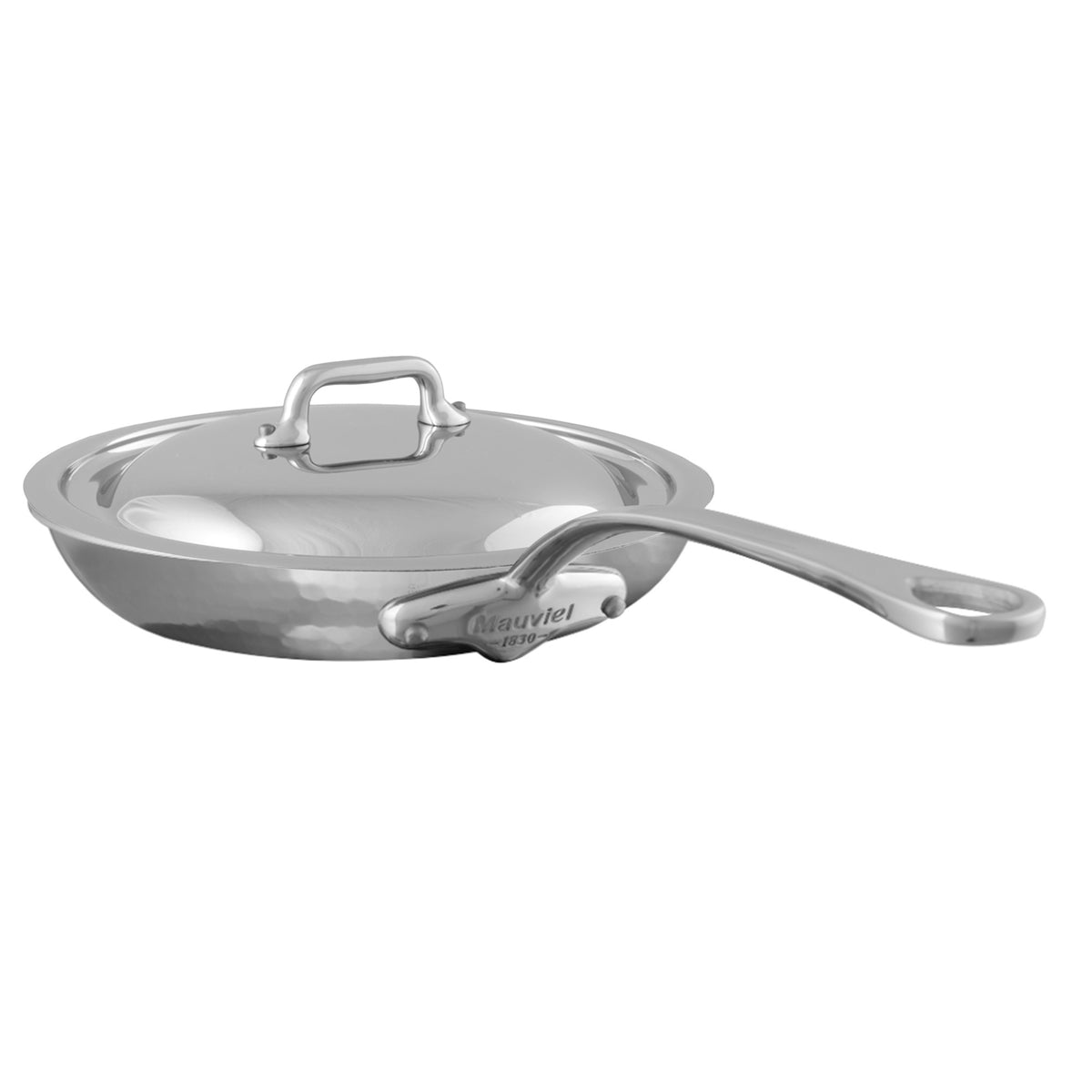 Mauviel M'ELITE Hammered 5-Ply Frying Pan With Curved Lid, Cast Stainl ...