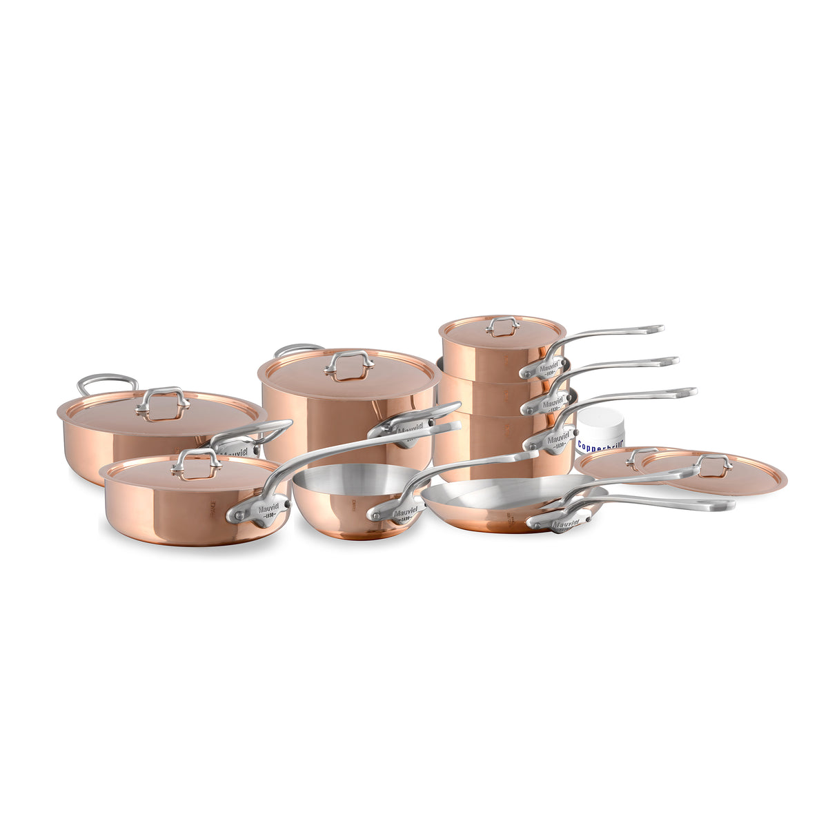 Mauviel M'Heritage M'150 S 16-Piece Copper Cookware Set With Cast Stai ...