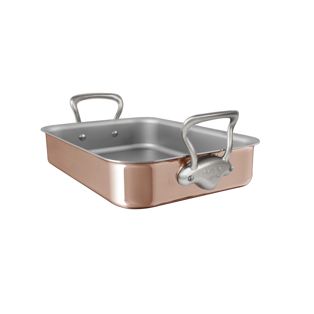 Mauviel Copper Roasting Pan With Cast Stainless Steel Handles, 15.7 x ...
