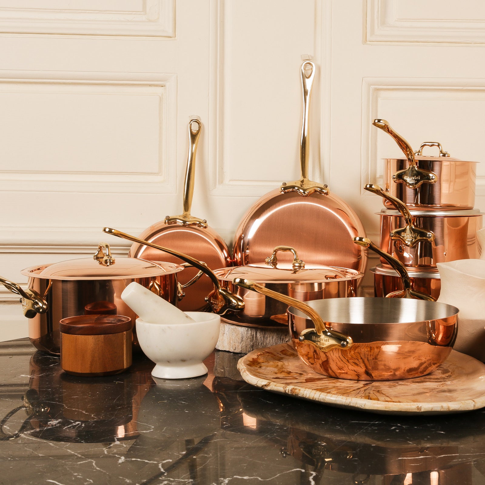 Mauviel M'Heritage M'150 B 12-Piece Copper Cookware Set With Brass Han ...