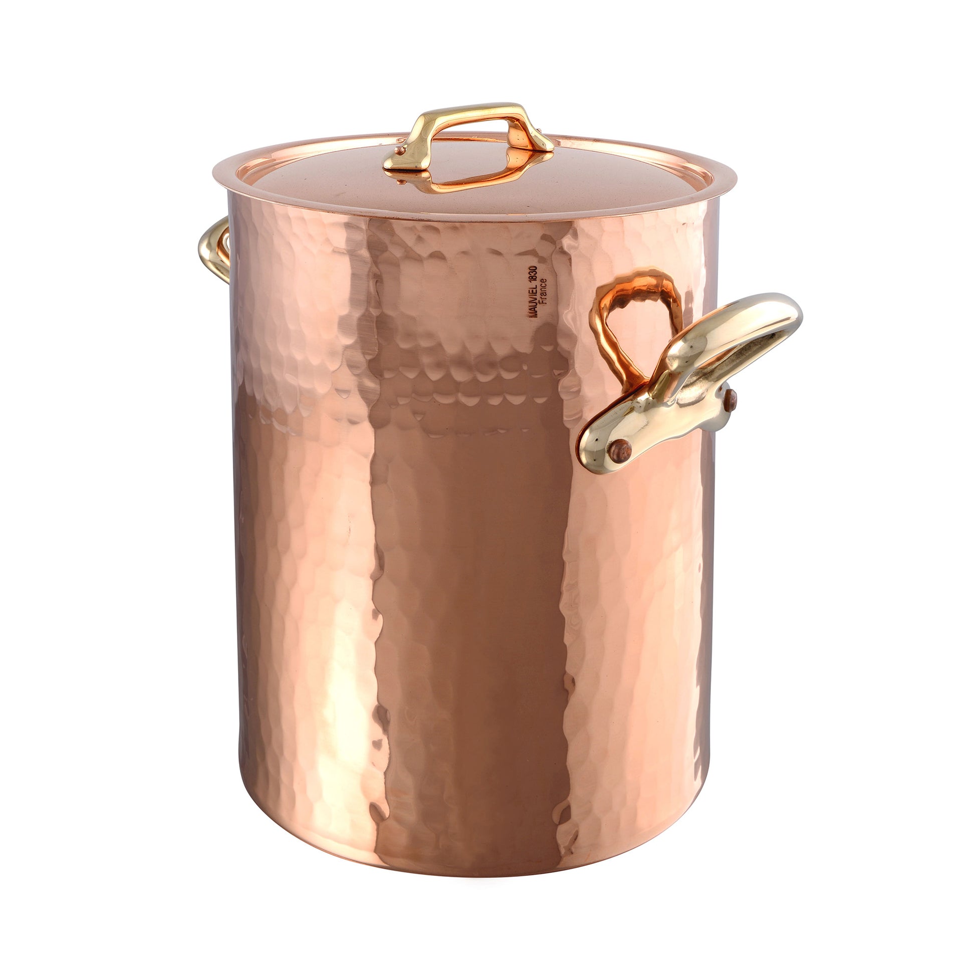 Mauviel M'Tradition Hammered Copper & Tin Inside Soup Pot With Lid, Br ...