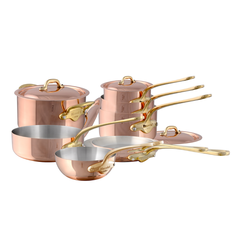 Mauviel M'Heritage M'150 B 12-Piece Copper Cookware Set With Brass Han ...