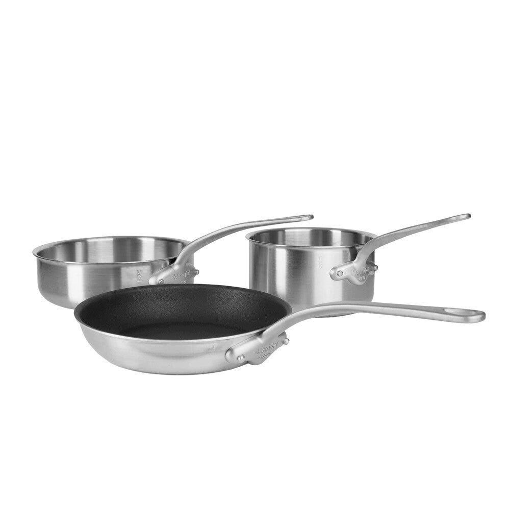 Mauviel M'URBAN 3 SB 3-Piece Cookware Set With Brushed Stainless Steel ...