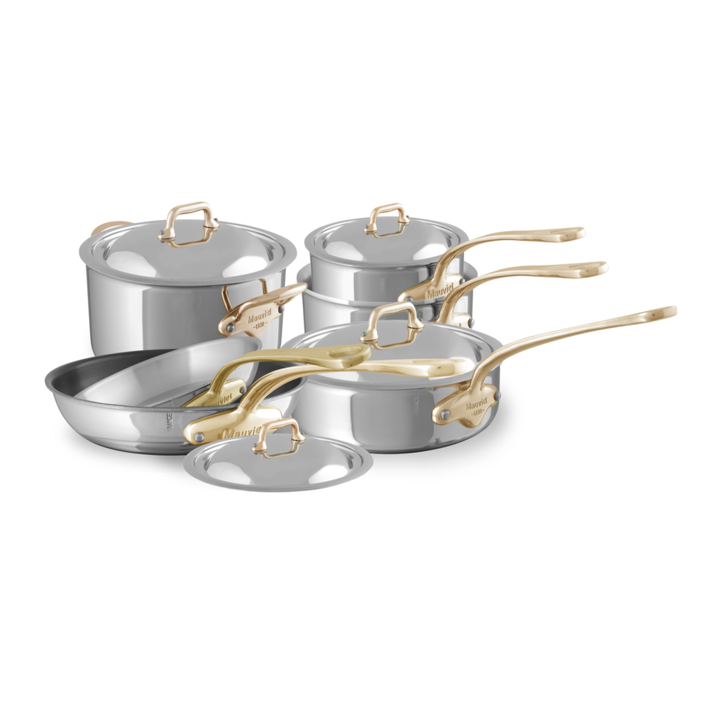 Mauviel M'COOK B 5-Ply 10-Piece Cookware Set With Brass Handles ...